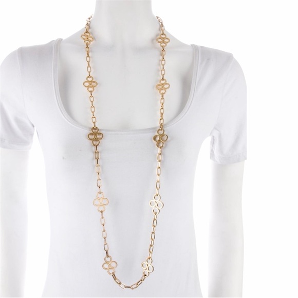Tory Burch | Jewelry | Tory Burch Clover Station Gold Tone 42 Necklace ...